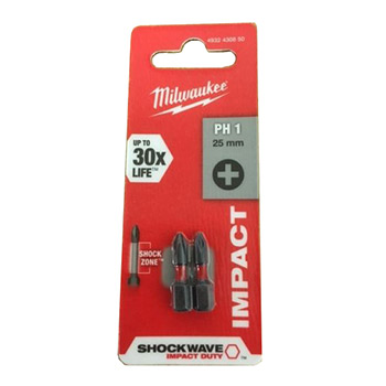 Milwaukee bitsevi krstasti PH ojačani - udarni PH1 2 kom 4932430850