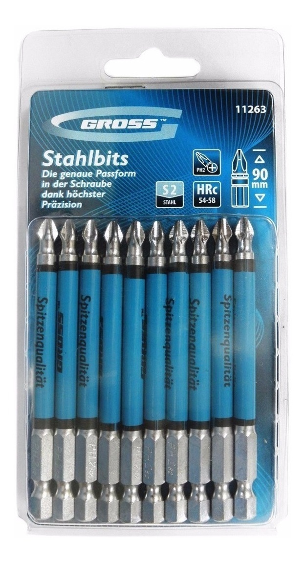 Gross 11263 Set bitova PH2 , 90mm, S2 čelik, 10 delova