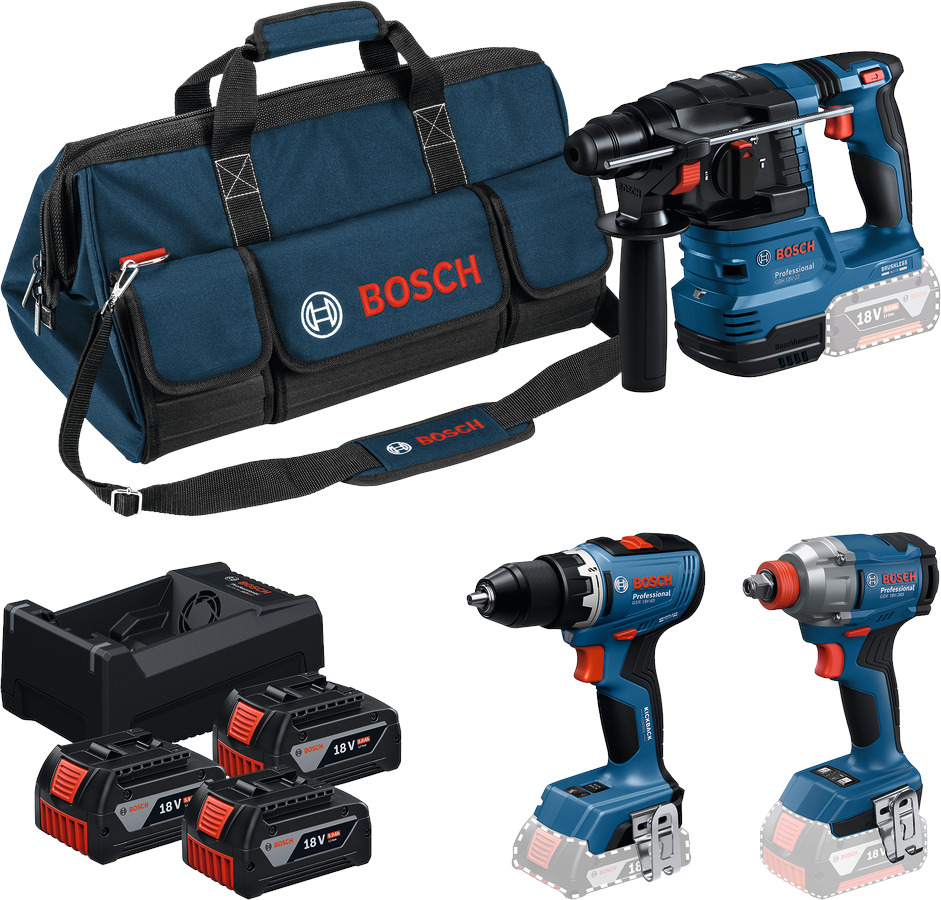 Bosch set alata GSR 18V-65 + GDX 18V-285 + GBH 18V-22 + 3 x akumulatora 5.0Ah, 0615A50093