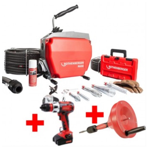 Rothenberger R600 + ROSPI 8 H+E + Bušilica Set za odglušenje