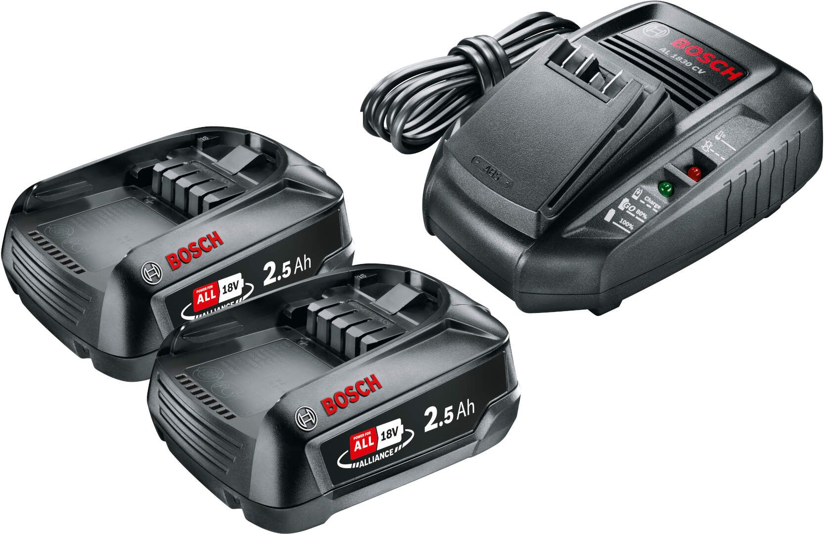 Bosch 2x PBA 18V 2,5 Ah + punjač AL 1830 CV Starter set, 1600A011LD