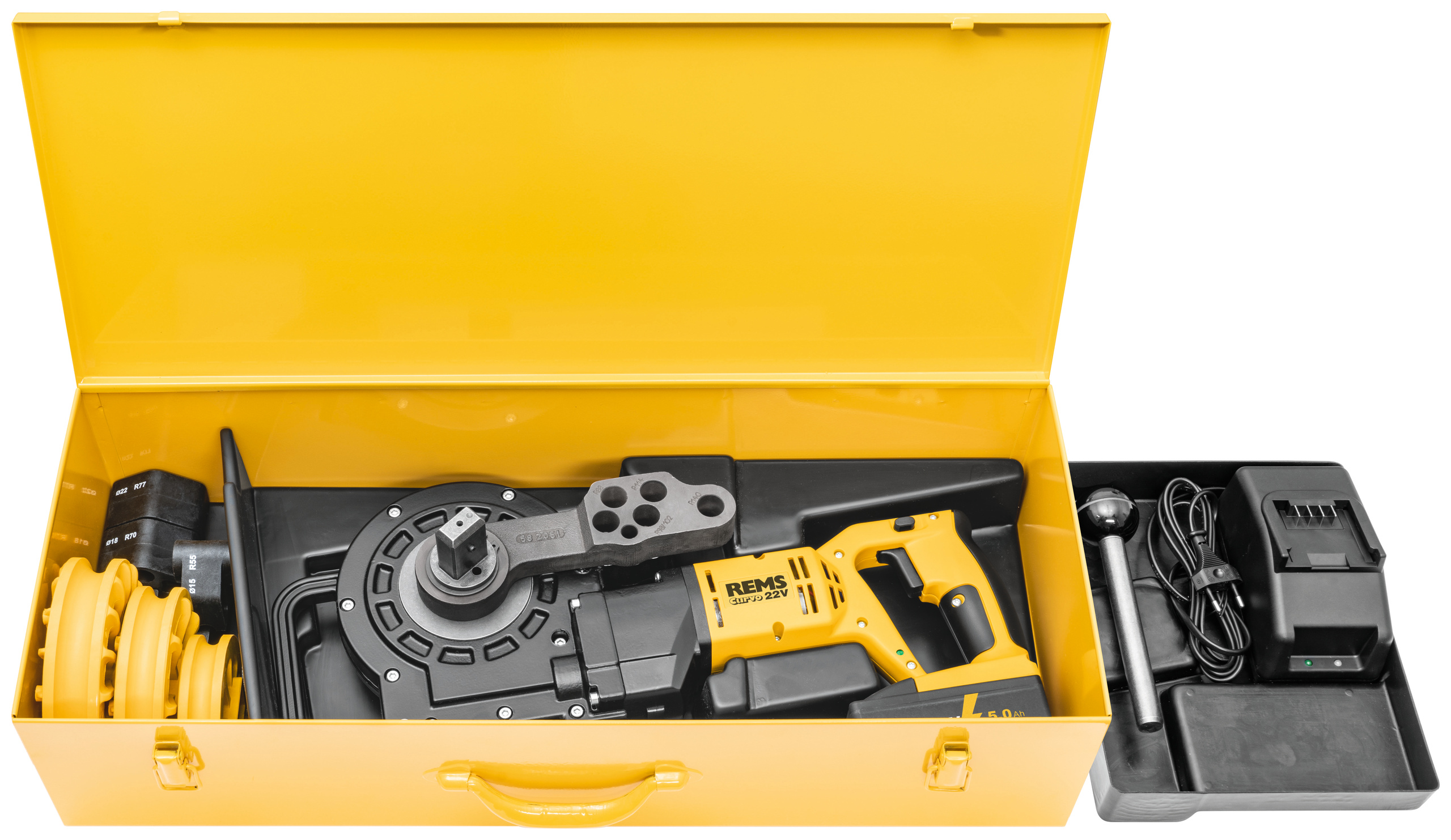 REMS 580051 Curvo 22V 5,0 Ah Akumulatorski savijač cevi Set 15-18-22