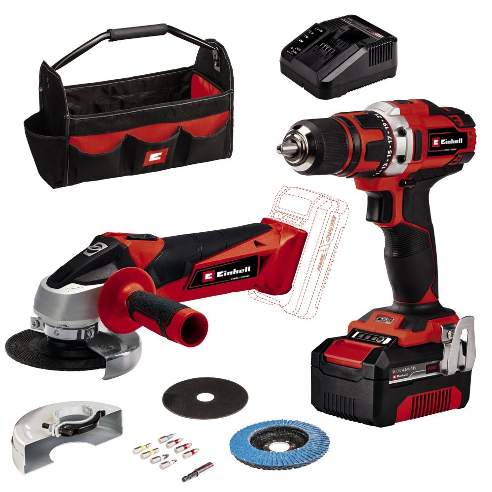 Einhell TE-TK 18/2 Li Kit (CD+AG) Akumulatorska bušilica i brusilica ...