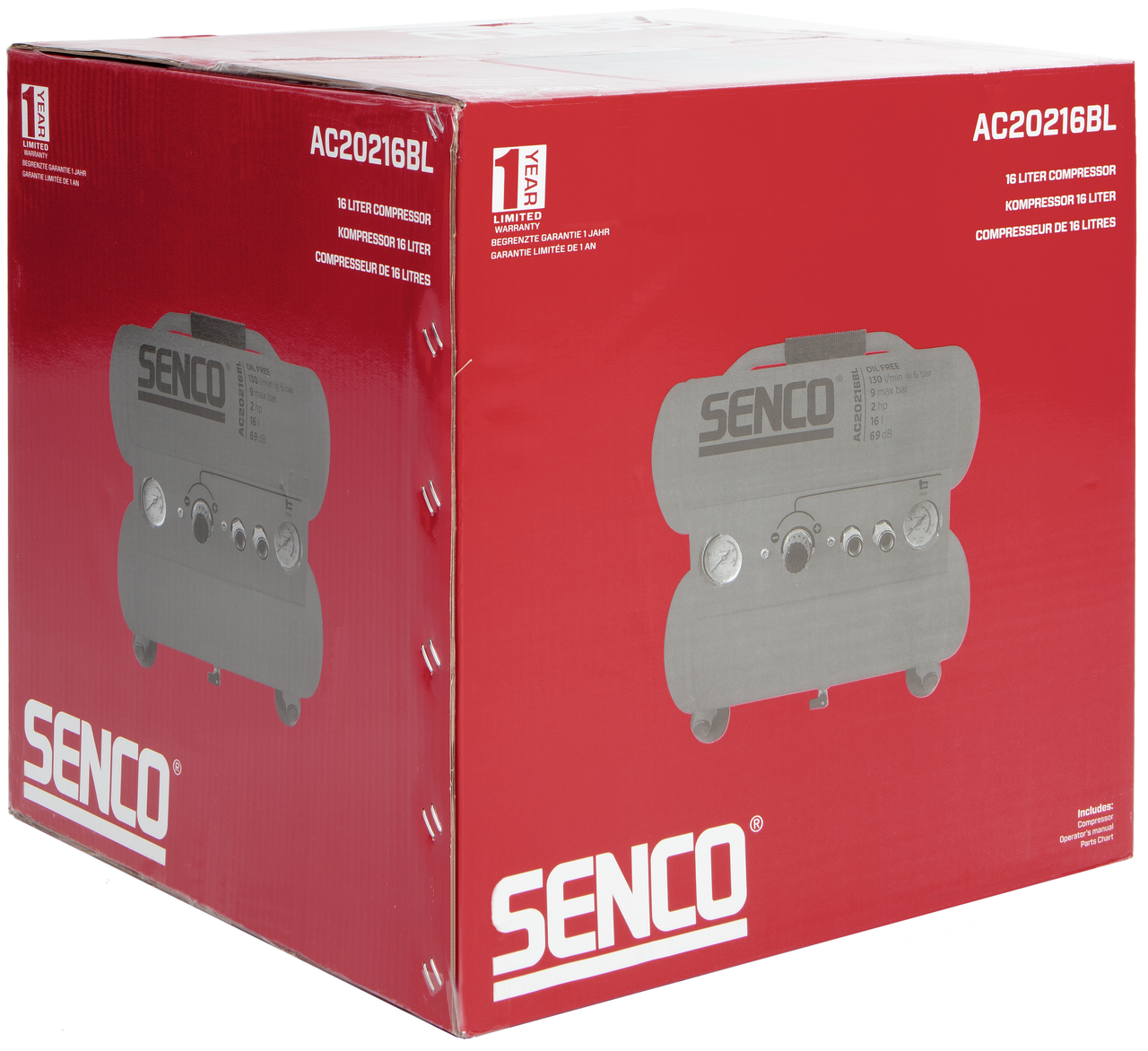 Senco AC20216BL-EU bezuljni, bešumni kompresor za vazduh, 16l, 9bar, 1.500W